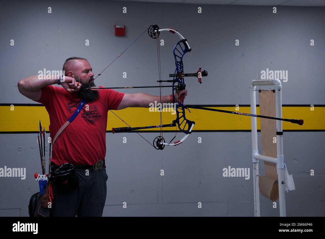 Retired U.S. Army SFC Richard Devericks, Team U.S., draws his bow ...