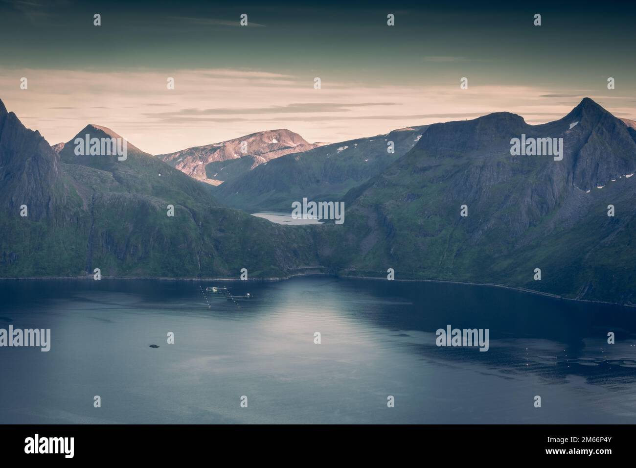 Sunset over the Devil's Teeth mountains of Senja Island and the ...