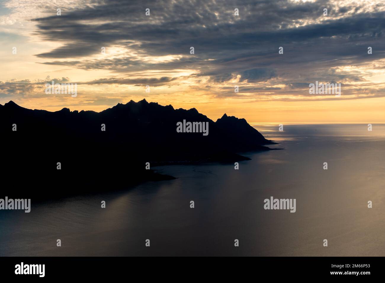 Sunset over the Devil's Teeth mountains of Senja Island and the ...
