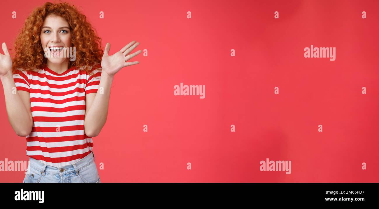 Cheerful thrilled amused cute hi-res stock photography and images - Alamy