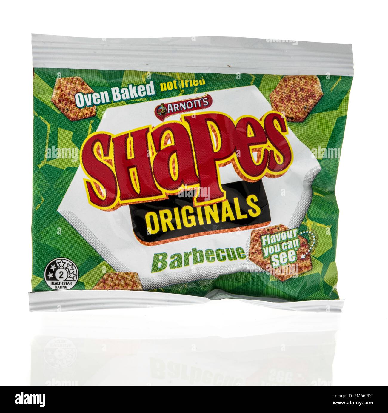 Winneconne, WI - 5 December 2022: A package of Arnotts shapes originals snack in barbecue flavor ...