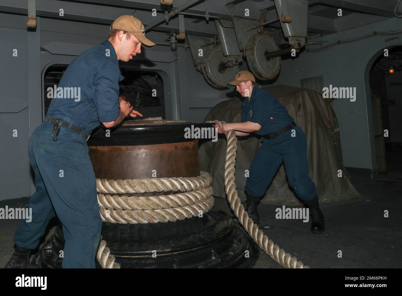 Boatswain's Mate Seaman Tarin Adams, left, from Newberg, Oregon, and ...