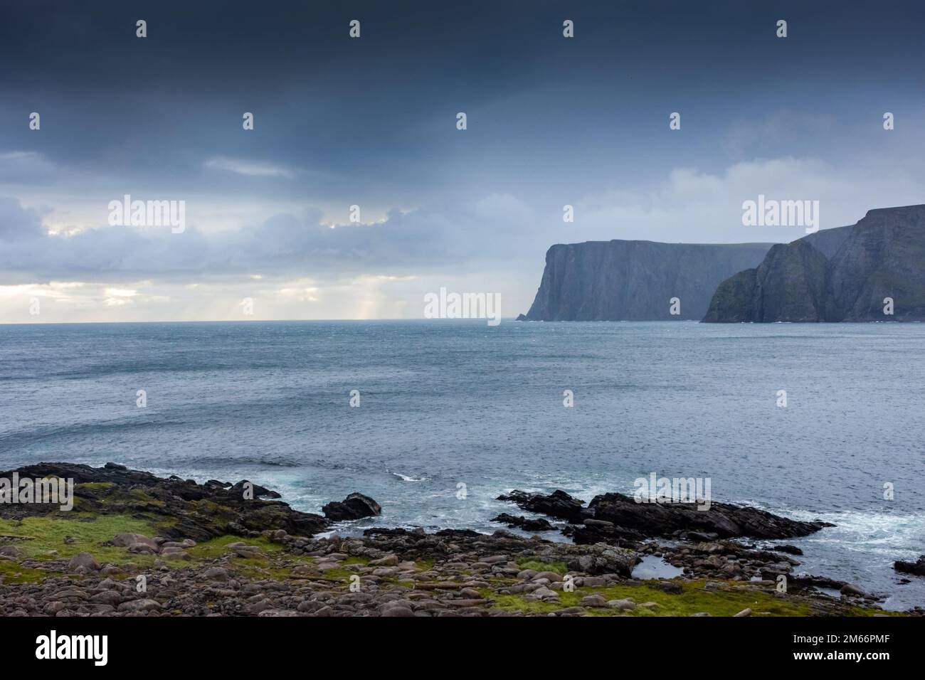 Cliff of the North Cape and the Arctic Ocean from Knivskjellodden, the ...