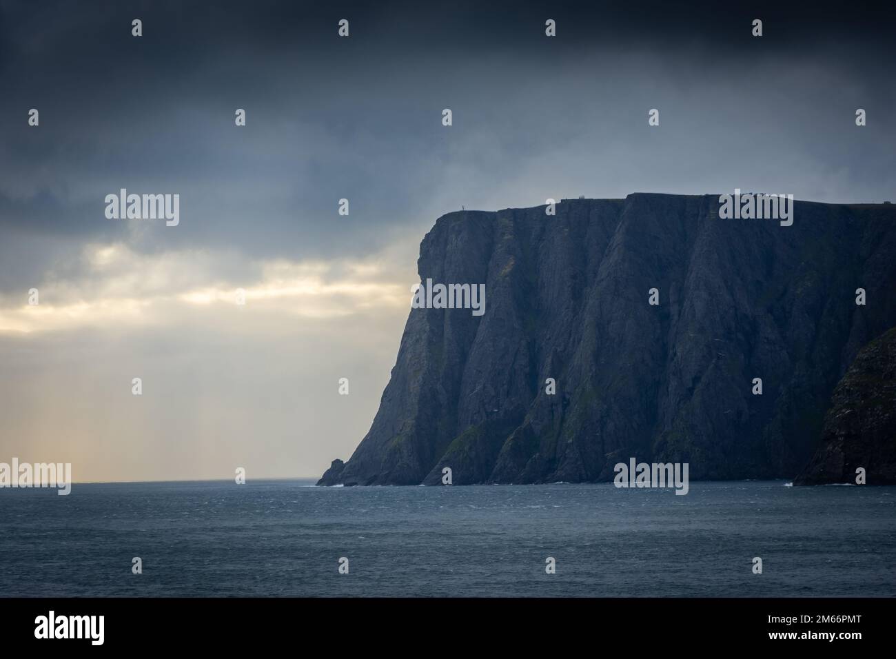 Cliff of the North Cape and the Arctic Ocean from Knivskjellodden, the ...