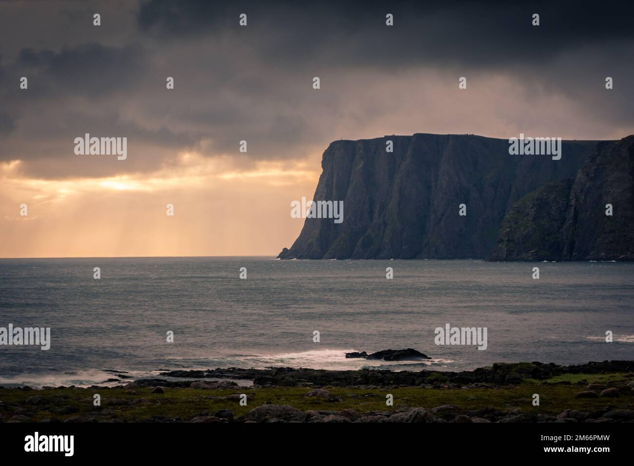 Cliff of the North Cape and the Arctic Ocean from Knivskjellodden, the ...