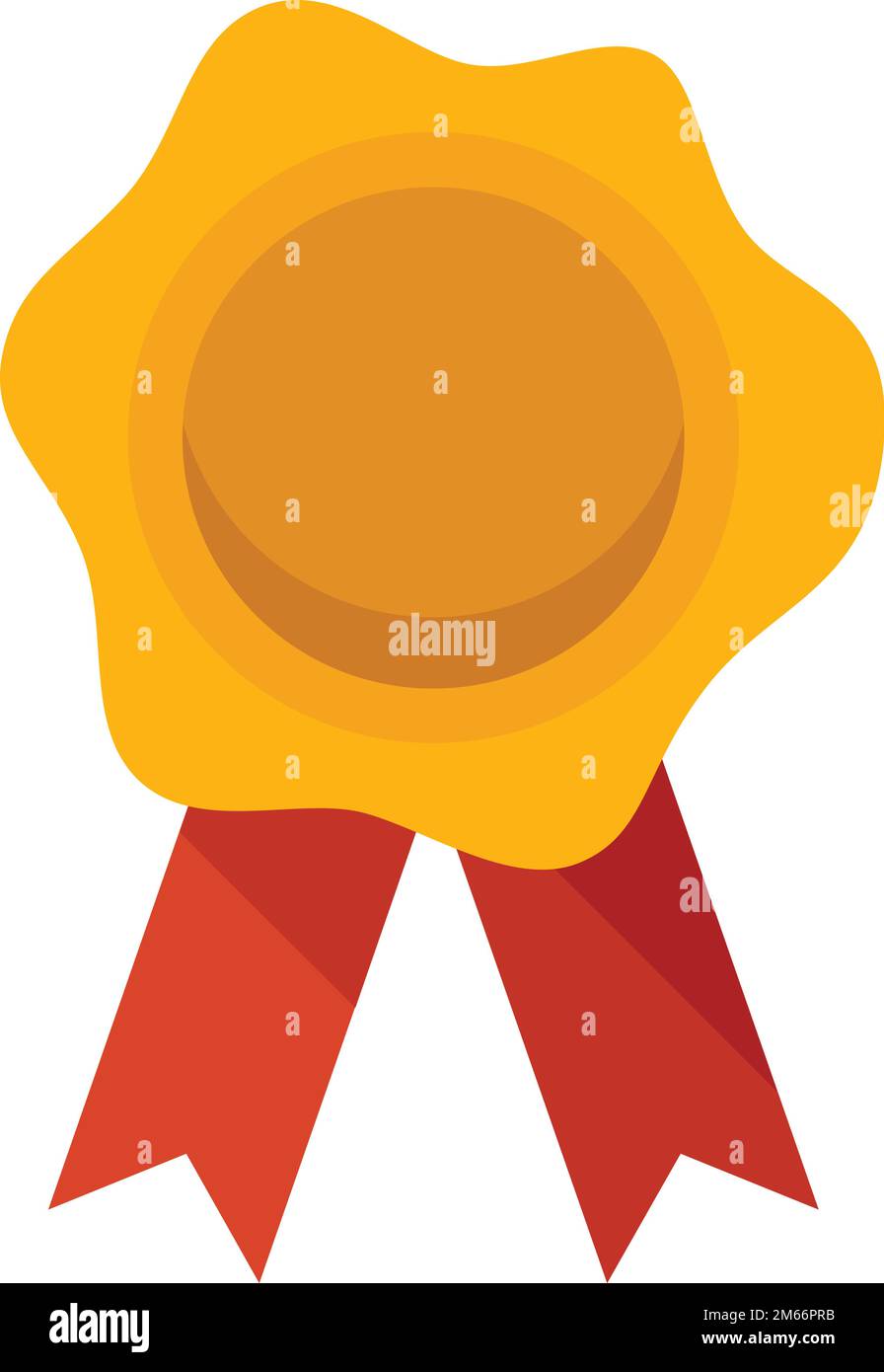 Wax stamp icon flat vector. Golden letter. Mail label isolated Stock ...