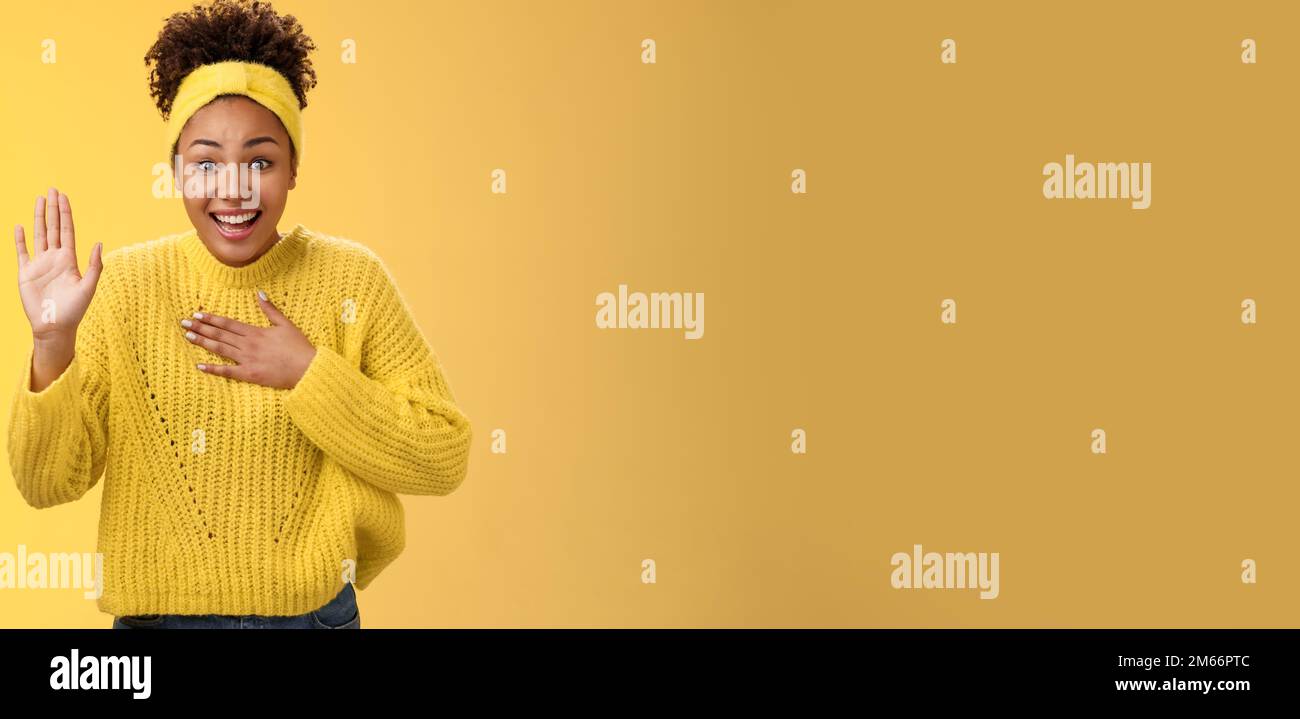 Fascinated amused young charming sincere african-american girl headband ...