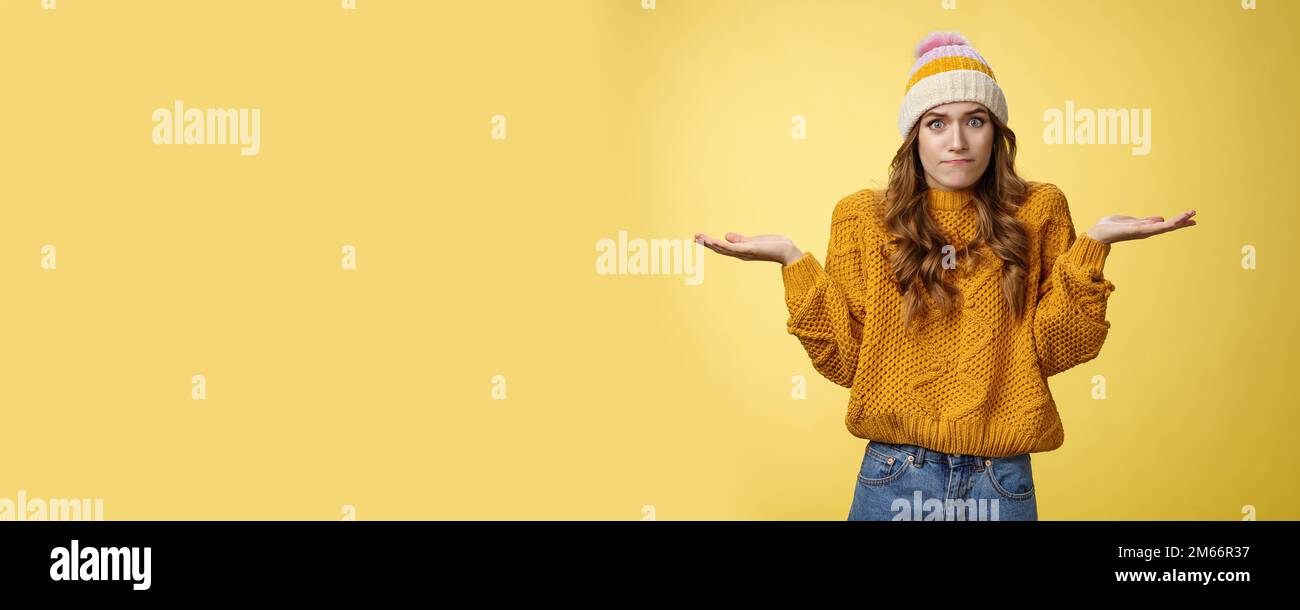 How should I know. Portrait confused perplexed worried cute female ...