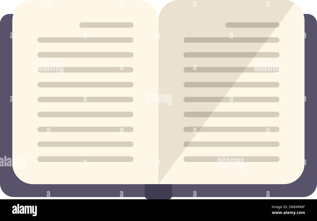 Open notebook icon flat vector. Pen write. Hand text isolated Stock ...