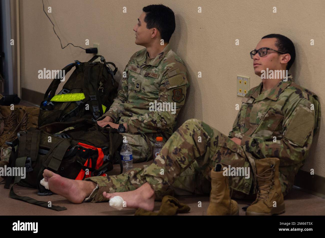 U.S. Air Force Cadets Isaac Chang, left, and Matthew Citty, members of ...
