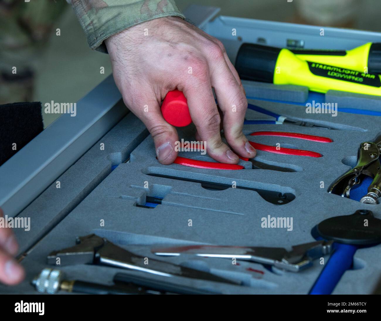 A U.S. Air Force Airman assigned to the 495th Aircraft Maintenance Unit ...