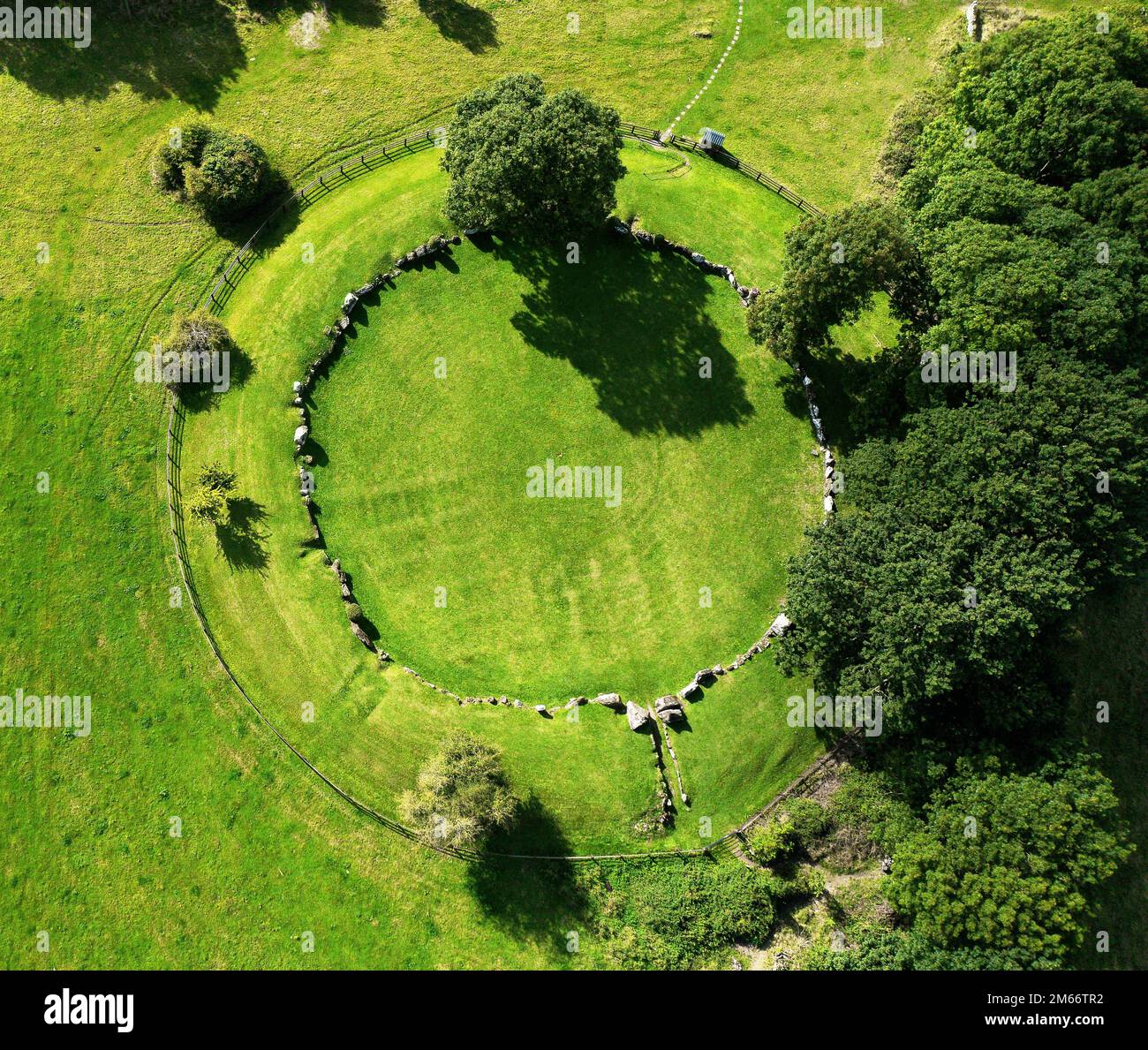 Grange stone circle. Lough Gur, Ireland. Neolithic. Aerial showing ...