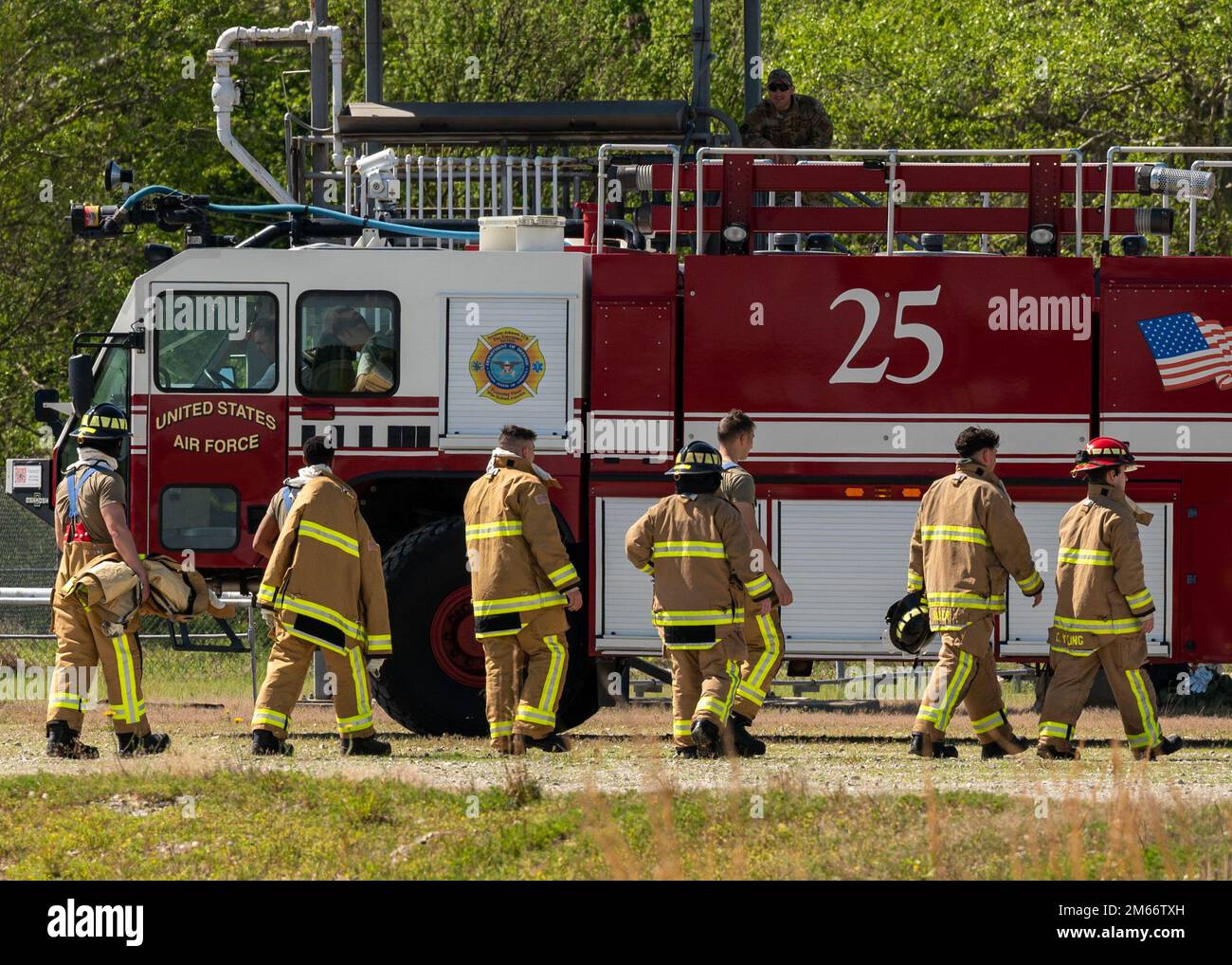 Firefighters assigned to the 4th Civil Engineer Squadron and the 916th ...