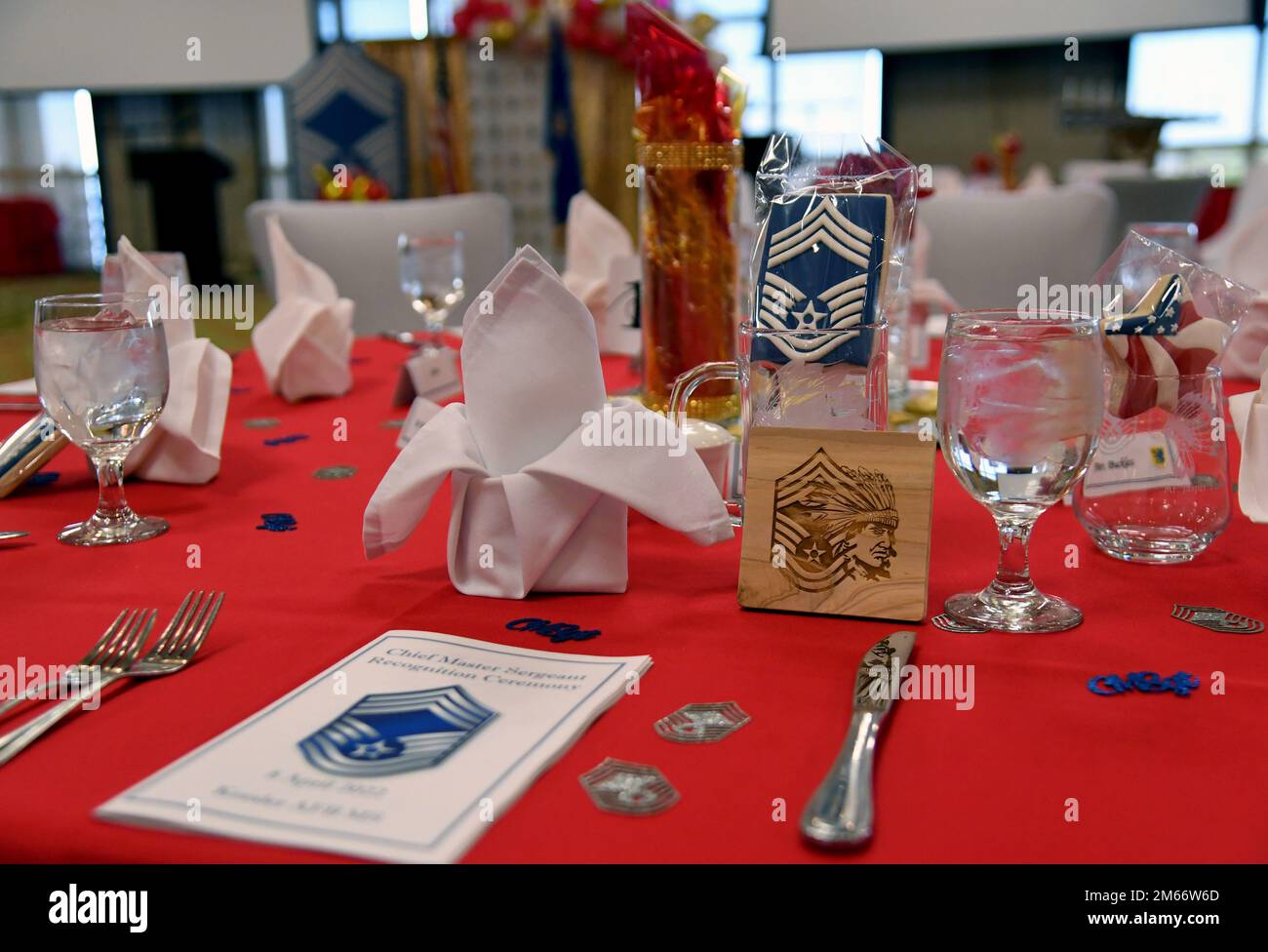 Event programs, cookies and coasters are displayed during the Chief ...