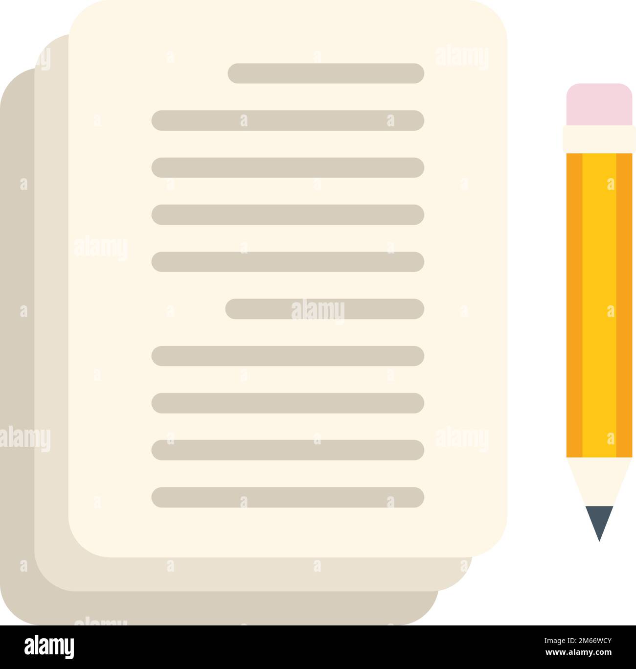 Plan work icon flat vector. Pen paper. Letter text isolated Stock ...