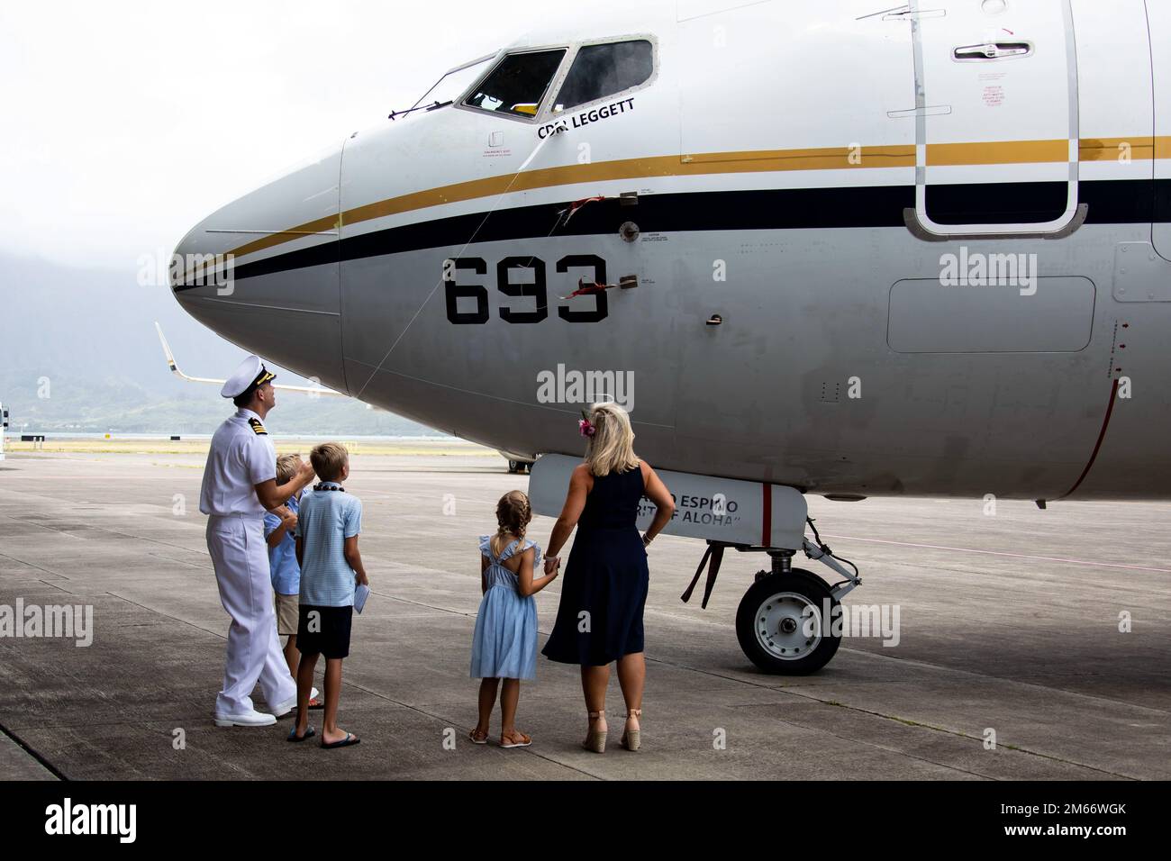U.S. Navy Cmdr. Heath Leggett, on-coming commanding officer, Fleet Logistics Support Squadron 51 ...