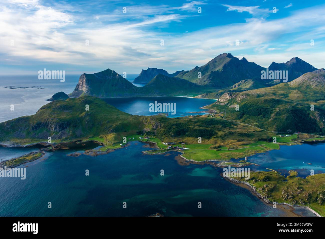 Beautiful landscape of the Lofoten Islands at sunset from ...