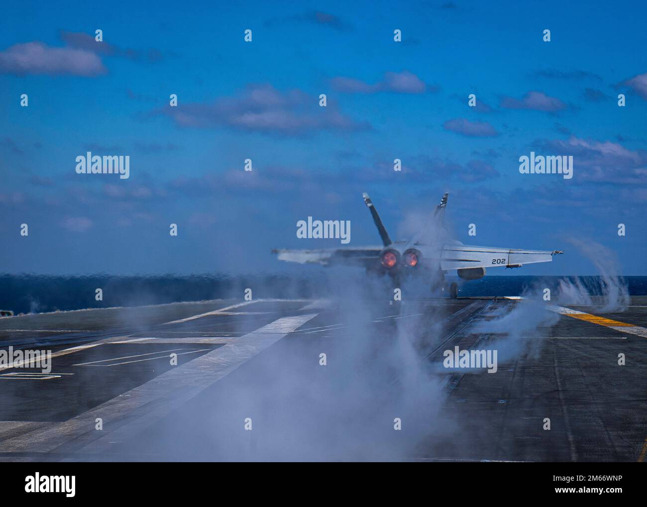 230102-N-MH015-1110 PHILIPPINE SEA (Jan. 2, 2023) An F/A-18E Super Hornet from the “Mighty ...