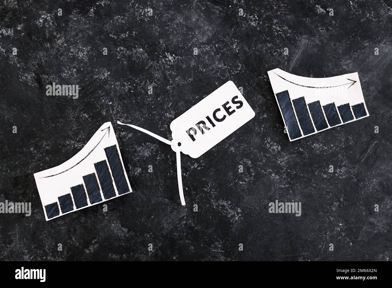 inflation and price hikes conceptual image, Prices text on product tag ...