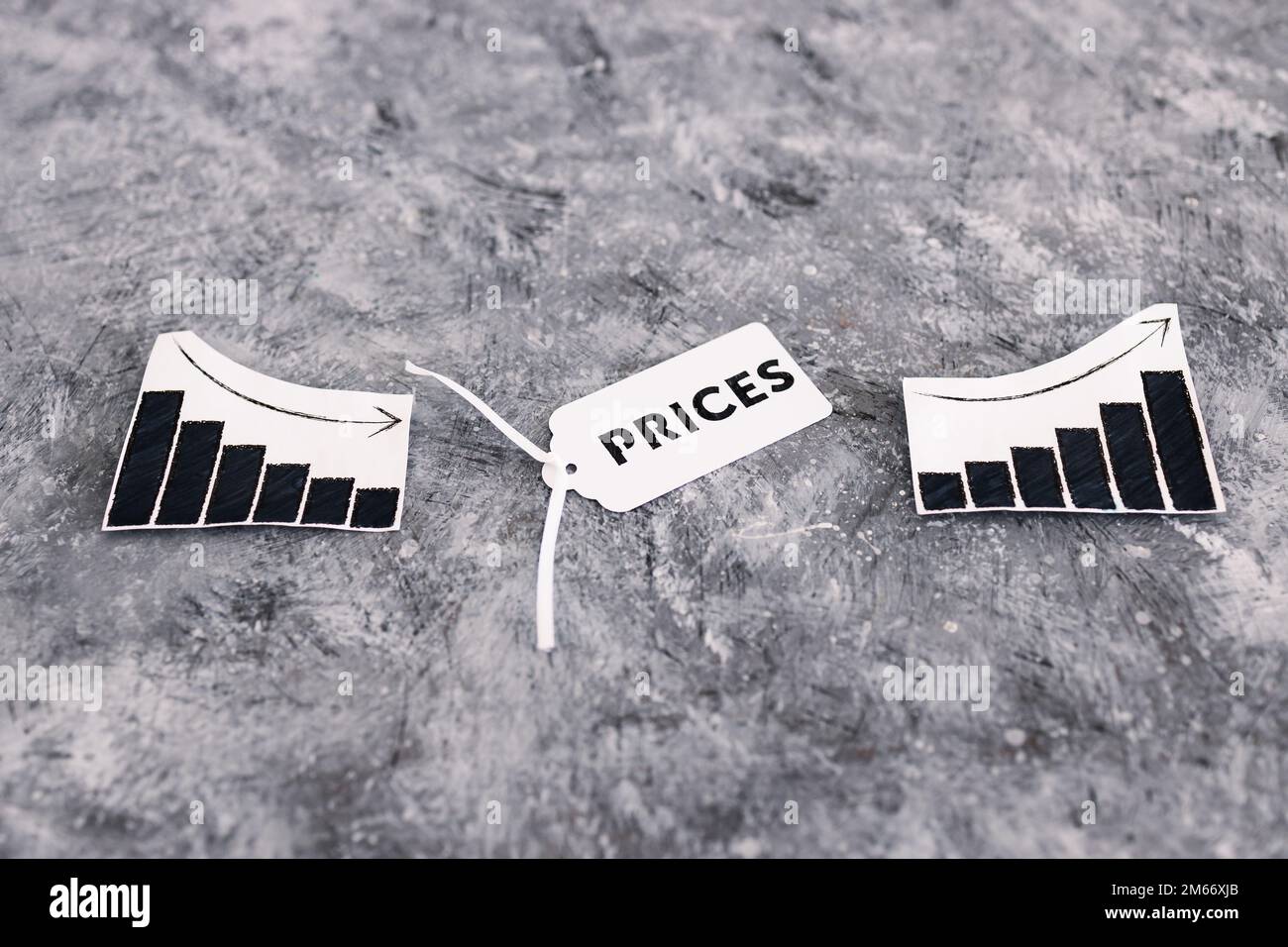 inflation and price hikes conceptual image, Prices text on product tag ...