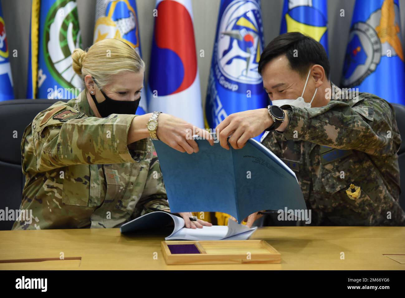 Col. E. Jonelle Eychner, 51st Mission Support Group commander, and Col ...