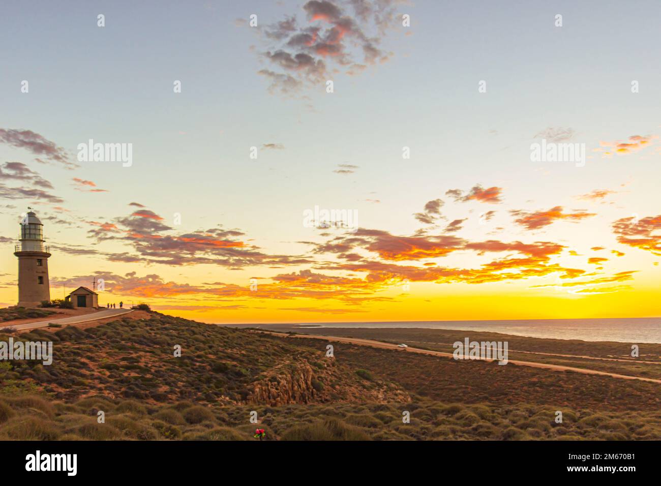 Vlamingh Head Lighthouse during sunset at Cape Range National Park in ...