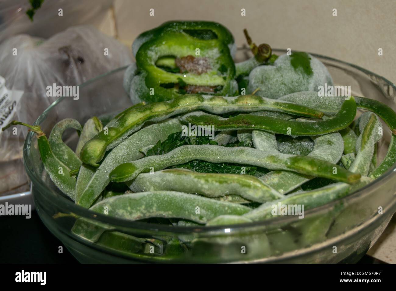 Frozen vegetables green beans Stock Photo - Alamy
