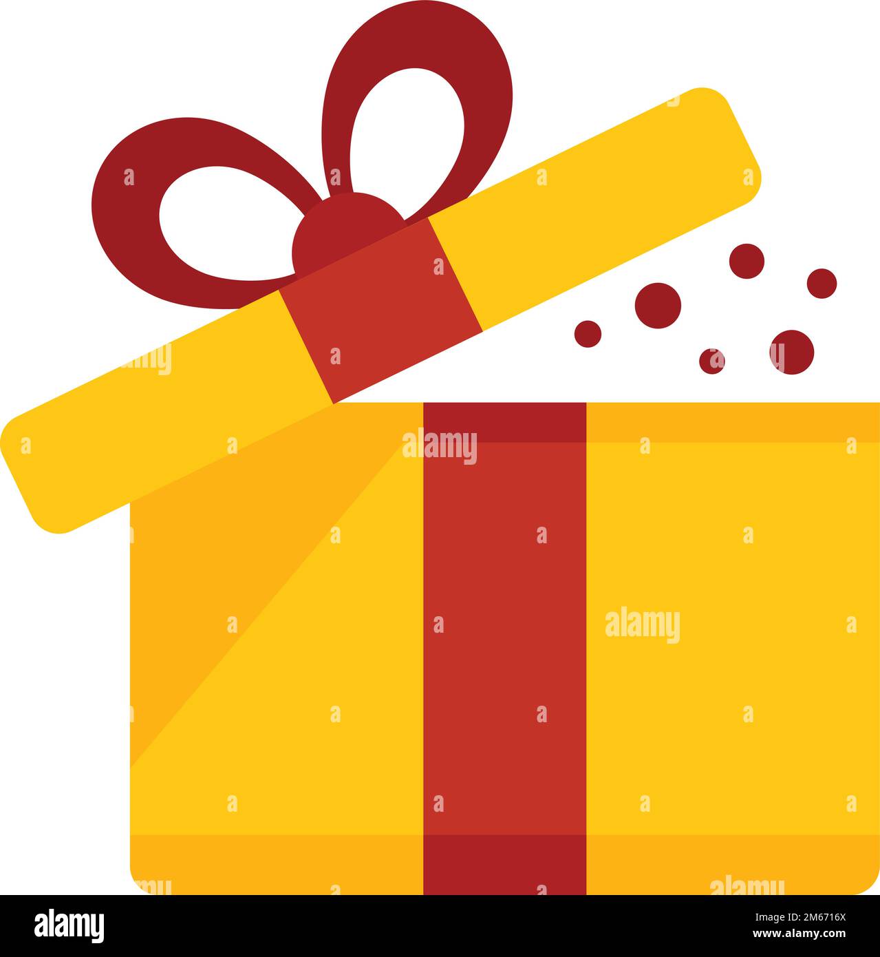 Open gift box icon flat vector. Happy present. Face prize isolated ...