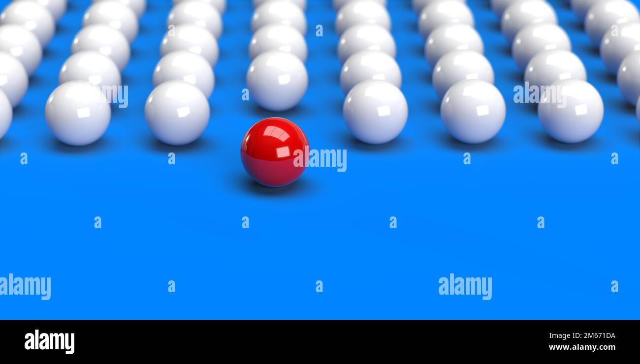 Leadership diverse red leader ball leading white follower group ...