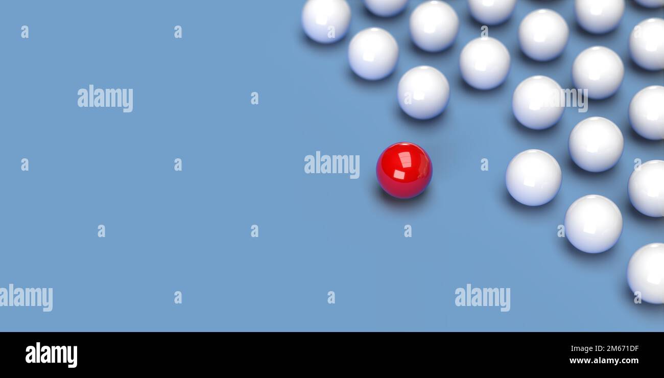 Leadership diverse red leader ball leading white follower group ...