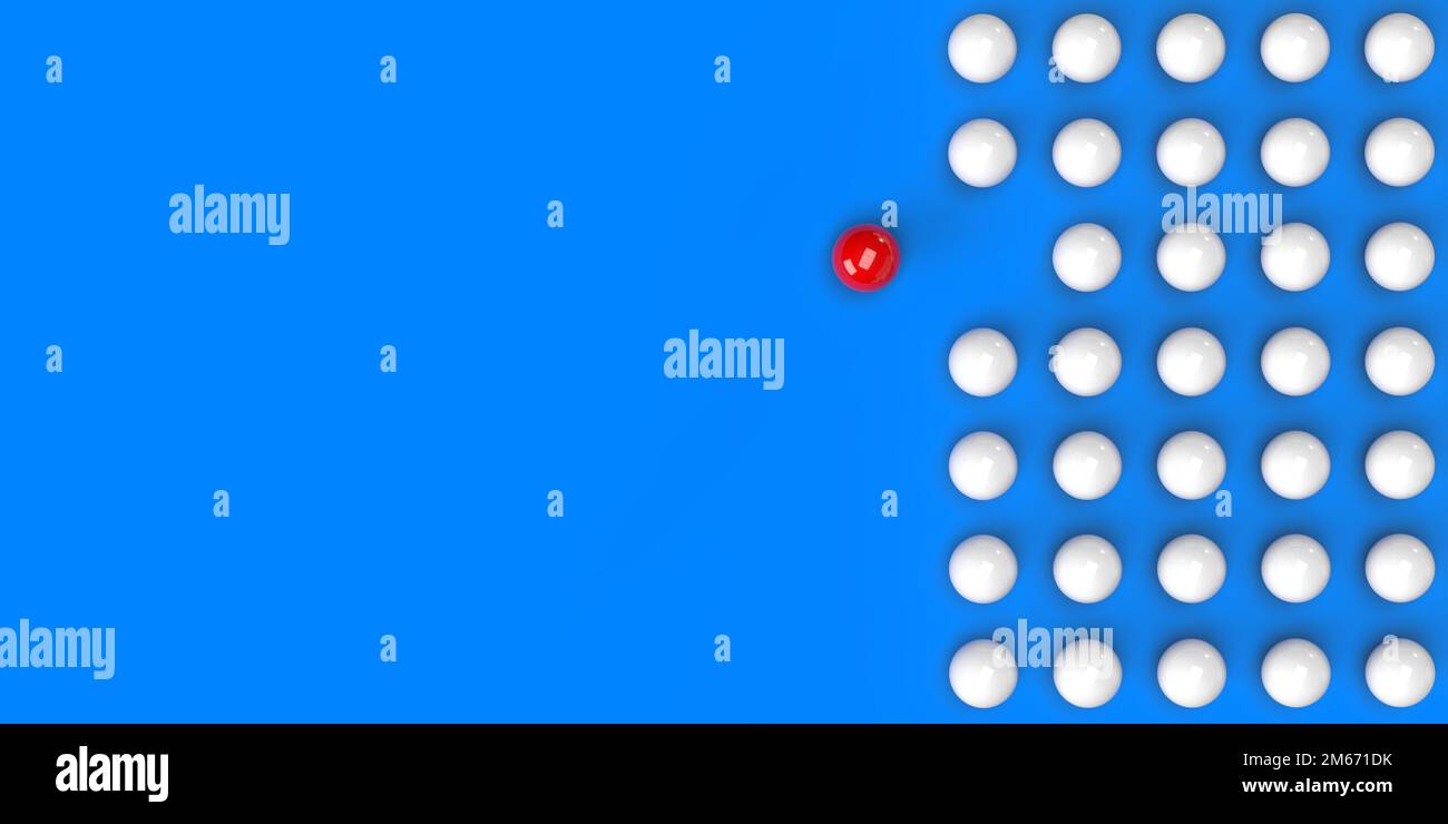 Leadership diverse red leader ball leading white follower group ...