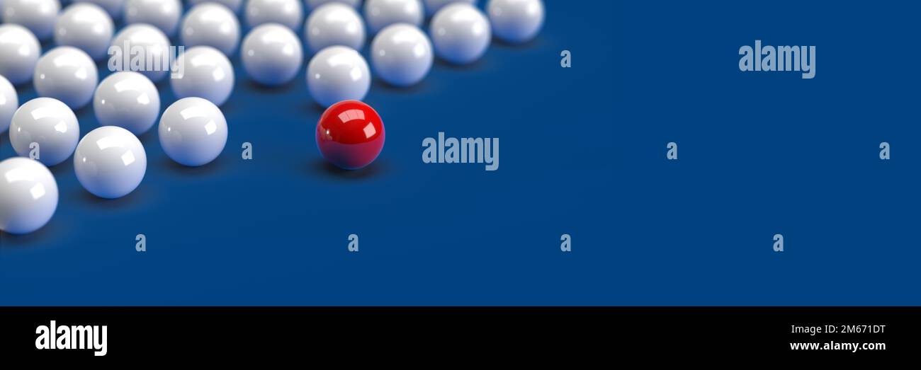 Leadership diverse red leader ball leading white follower group ...