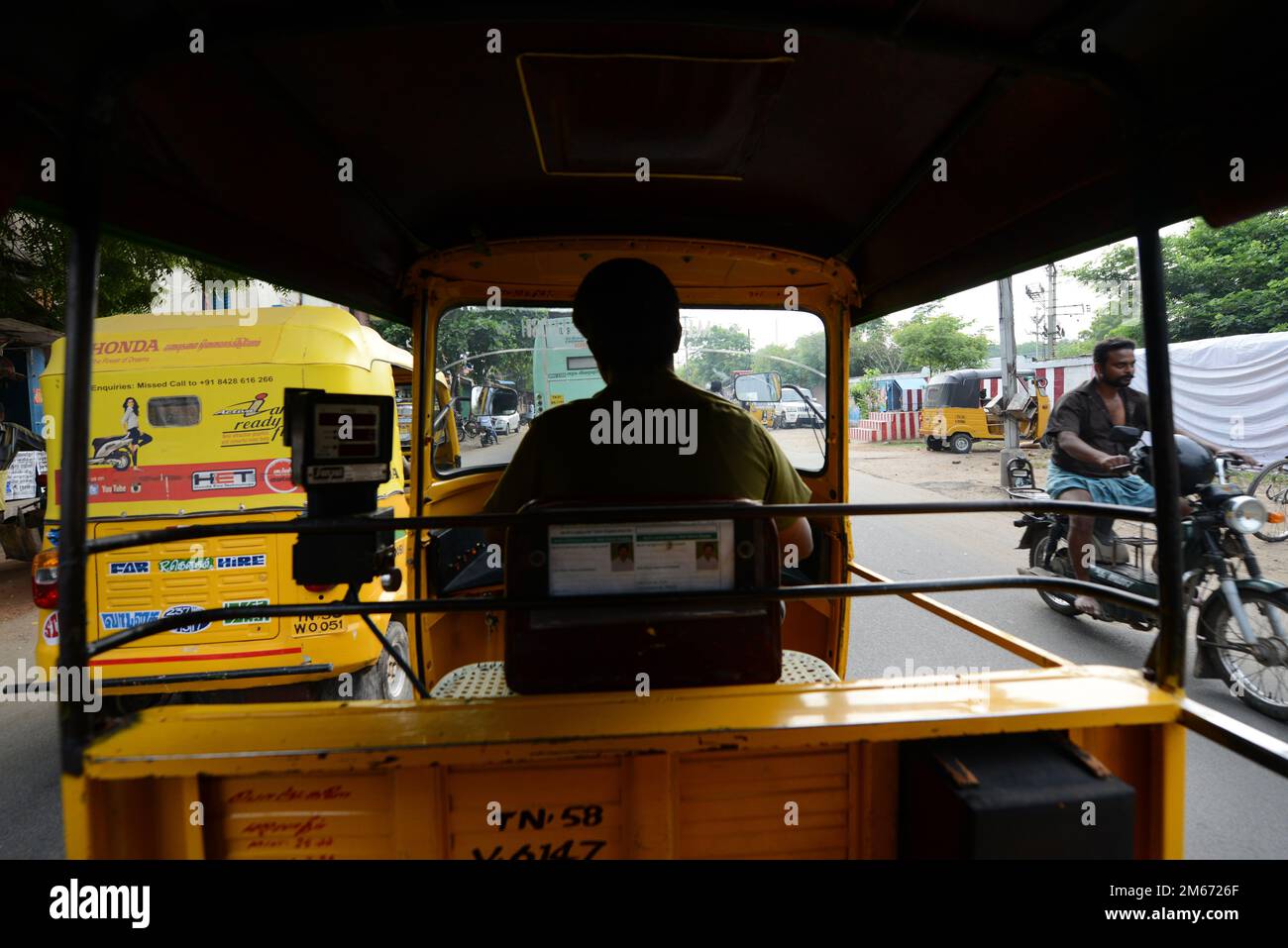 Traveling in an Auto Rickshaw in Madurai, Tamil Nadu, India Stock Photo ...