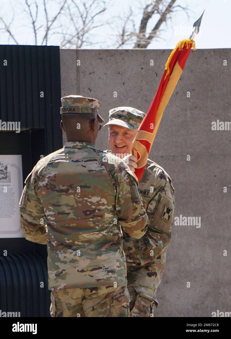 Army Reserve Col. Adam C. Miller passes the guidon to 647th Regional ...