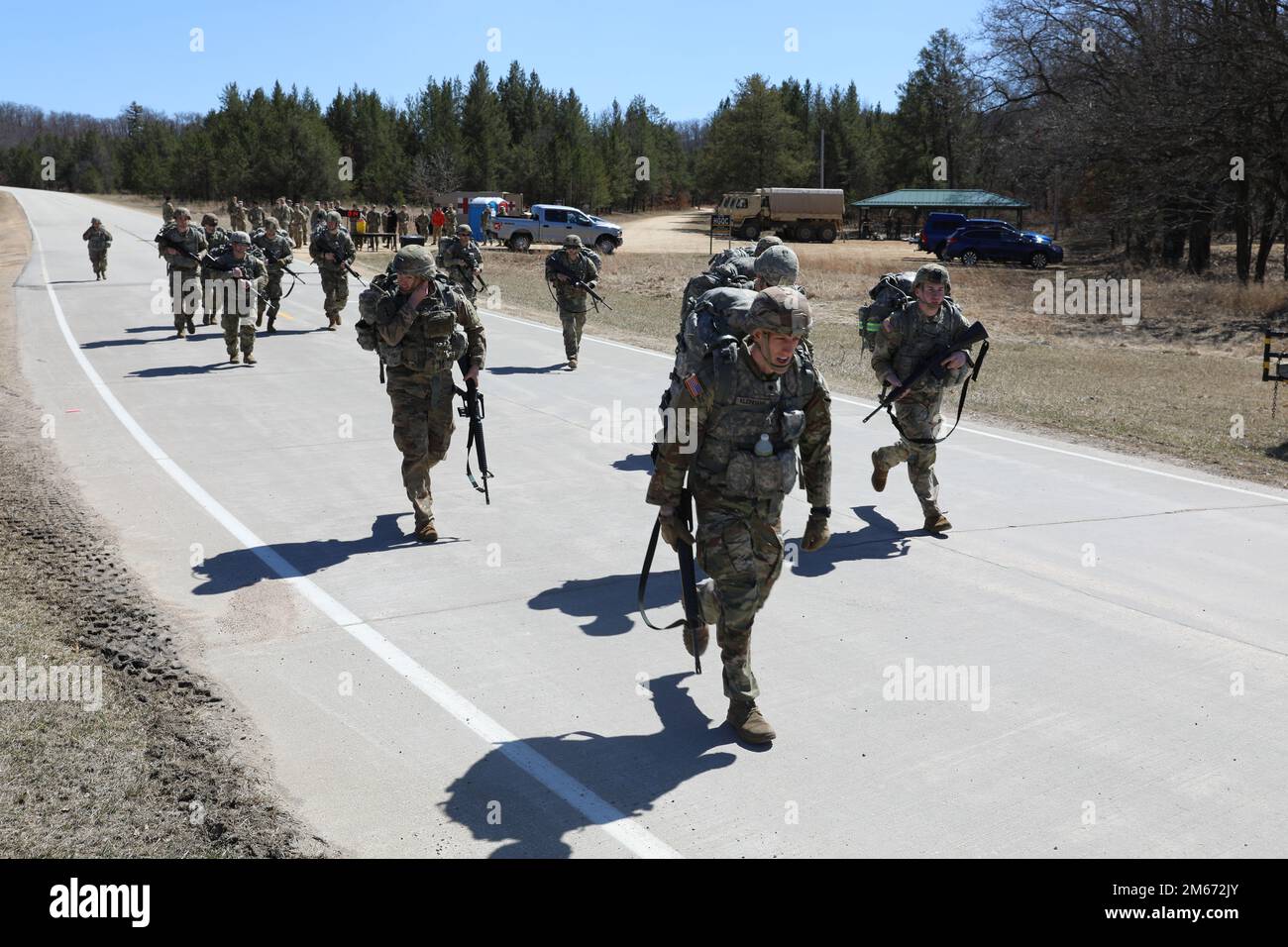 Soldiers begin the 12-mile ruck march during the Best Warrior ...
