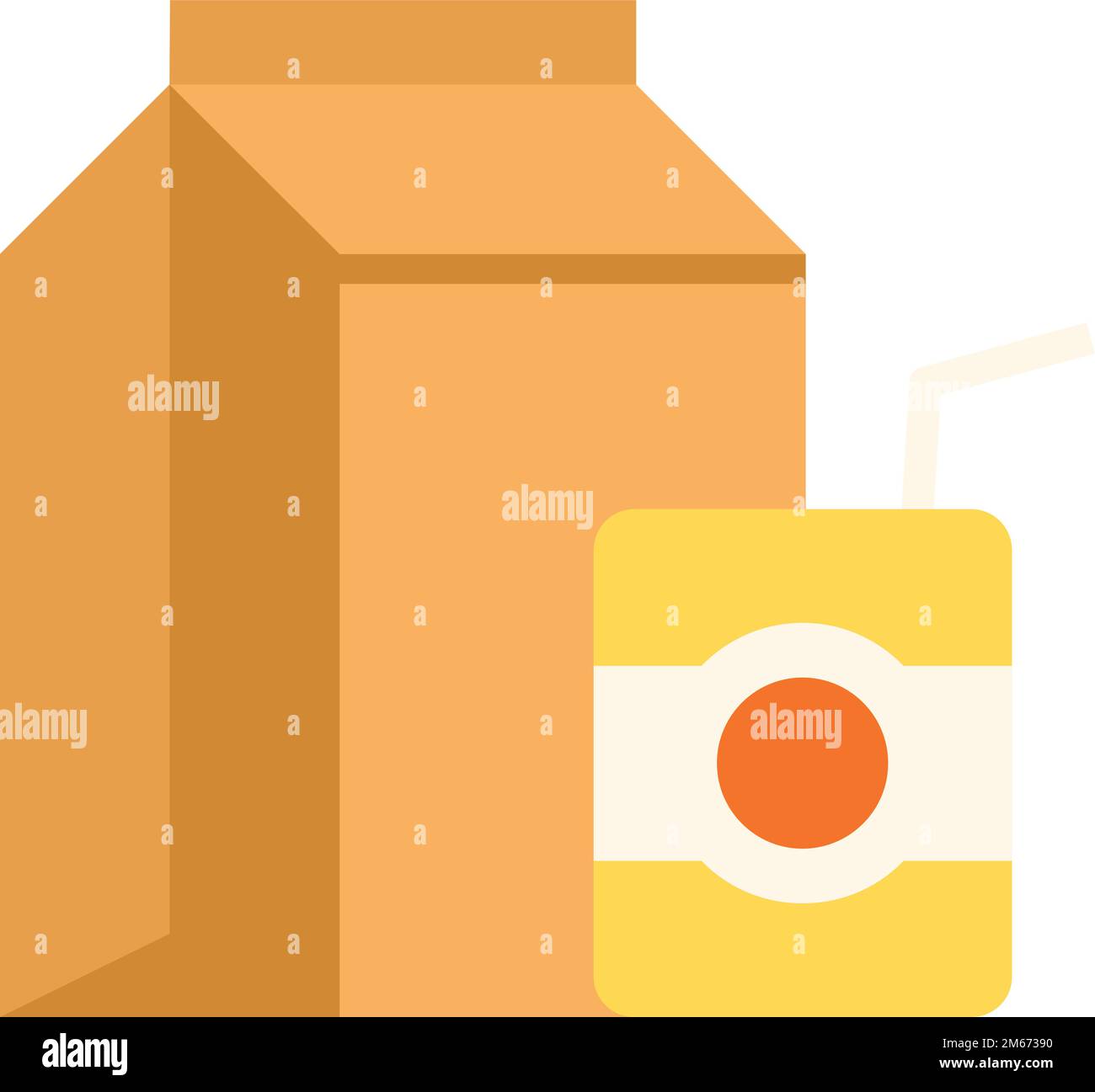Paper lunch bag icon flat vector. Dinner food. School meal isolated ...