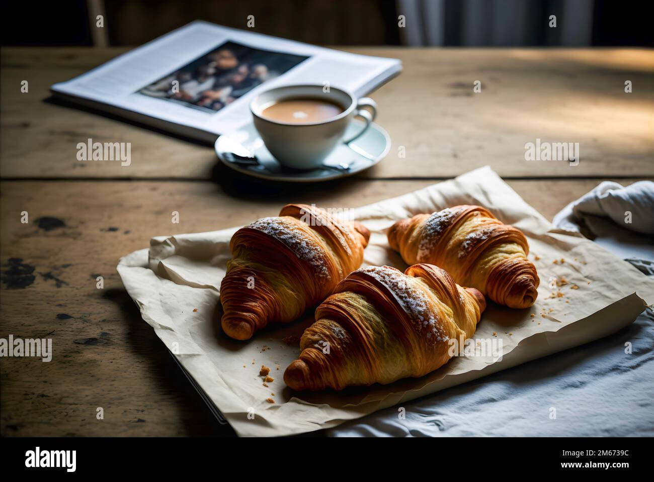 flaky, buttery layers of a freshly baked croissant. The warm, golden ...