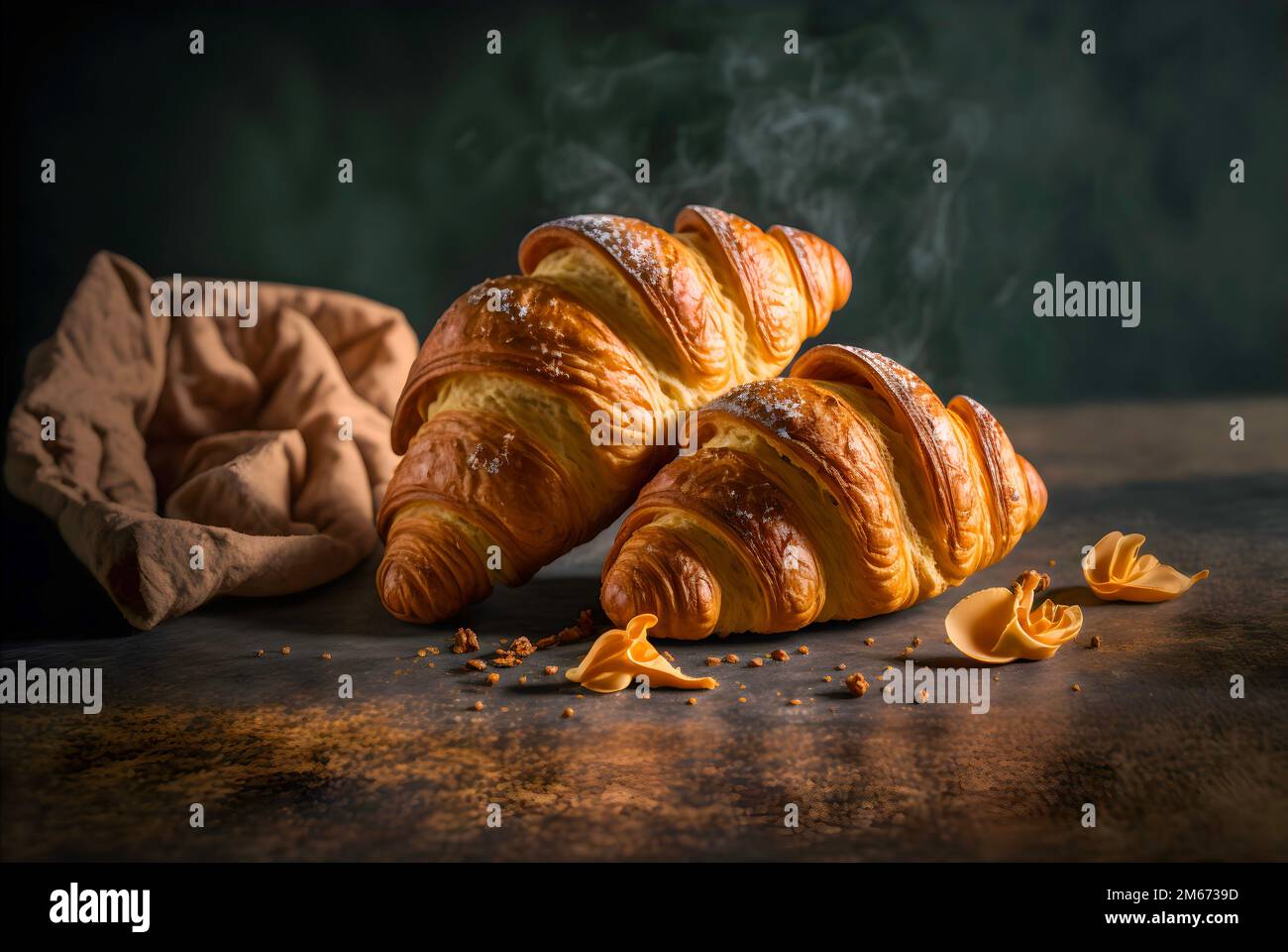 flaky, buttery layers of a freshly baked croissant. The warm, golden ...