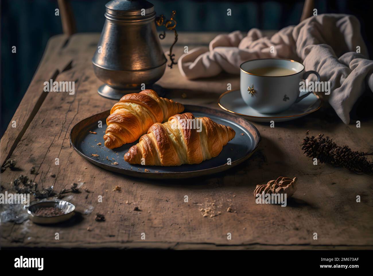 flaky, buttery layers of a freshly baked croissant. The warm, golden ...