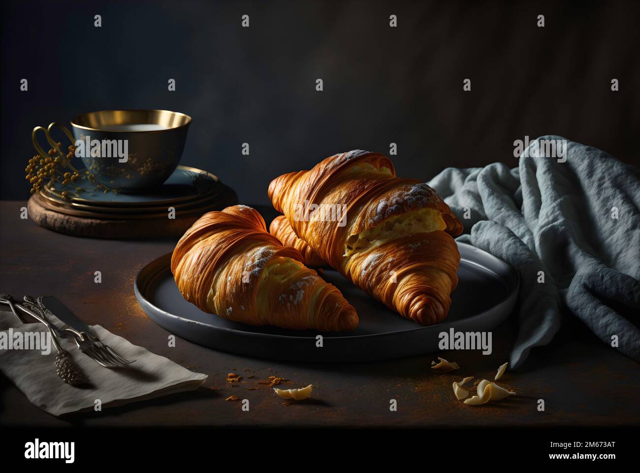 flaky, buttery layers of a freshly baked croissant. The warm, golden ...