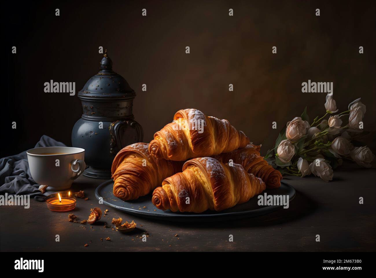 flaky, buttery layers of a freshly baked croissant. The warm, golden ...