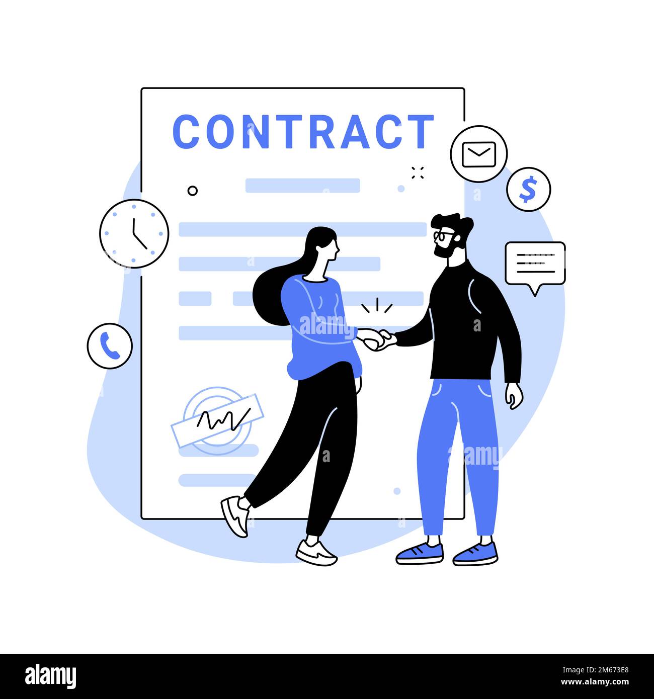 Employment agreement abstract concept vector illustration. Employment contract form, work ...