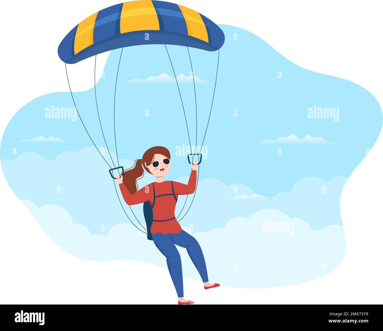 Skydiving Illustration with Skydivers use Parachute and Sky Jump for ...