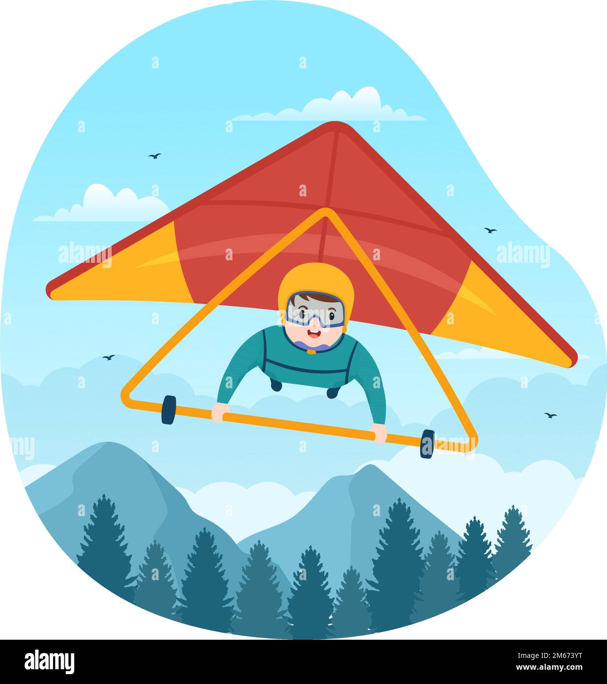 Skydiving Illustration with Skydivers use Parachute and Sky Jump for ...