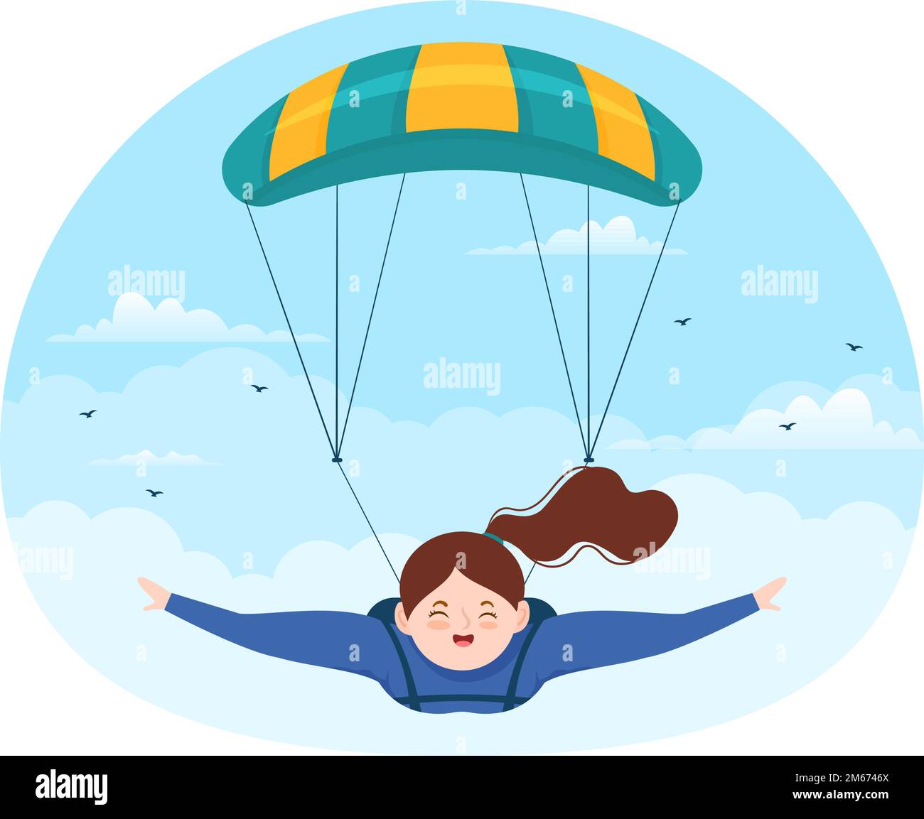 Skydiving Illustration with Skydivers use Parachute and Sky Jump for ...