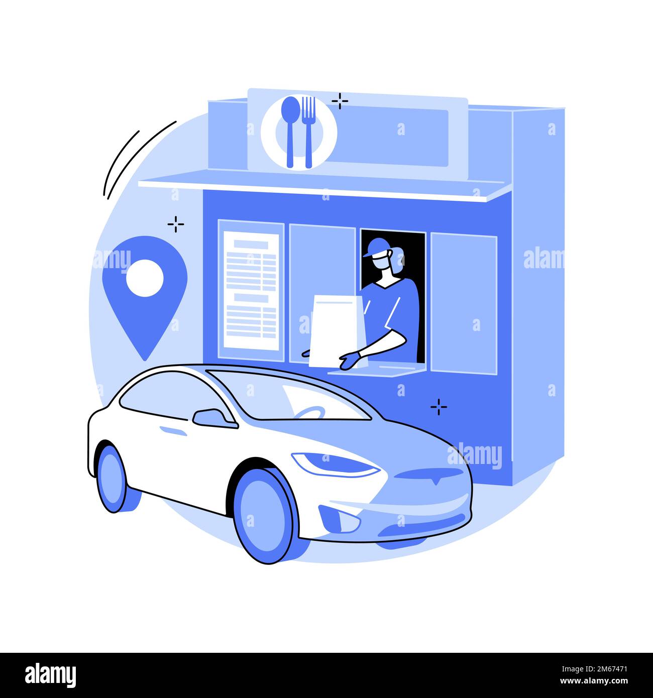 Drive-in restaurant abstract concept vector illustration. Drive-through ...