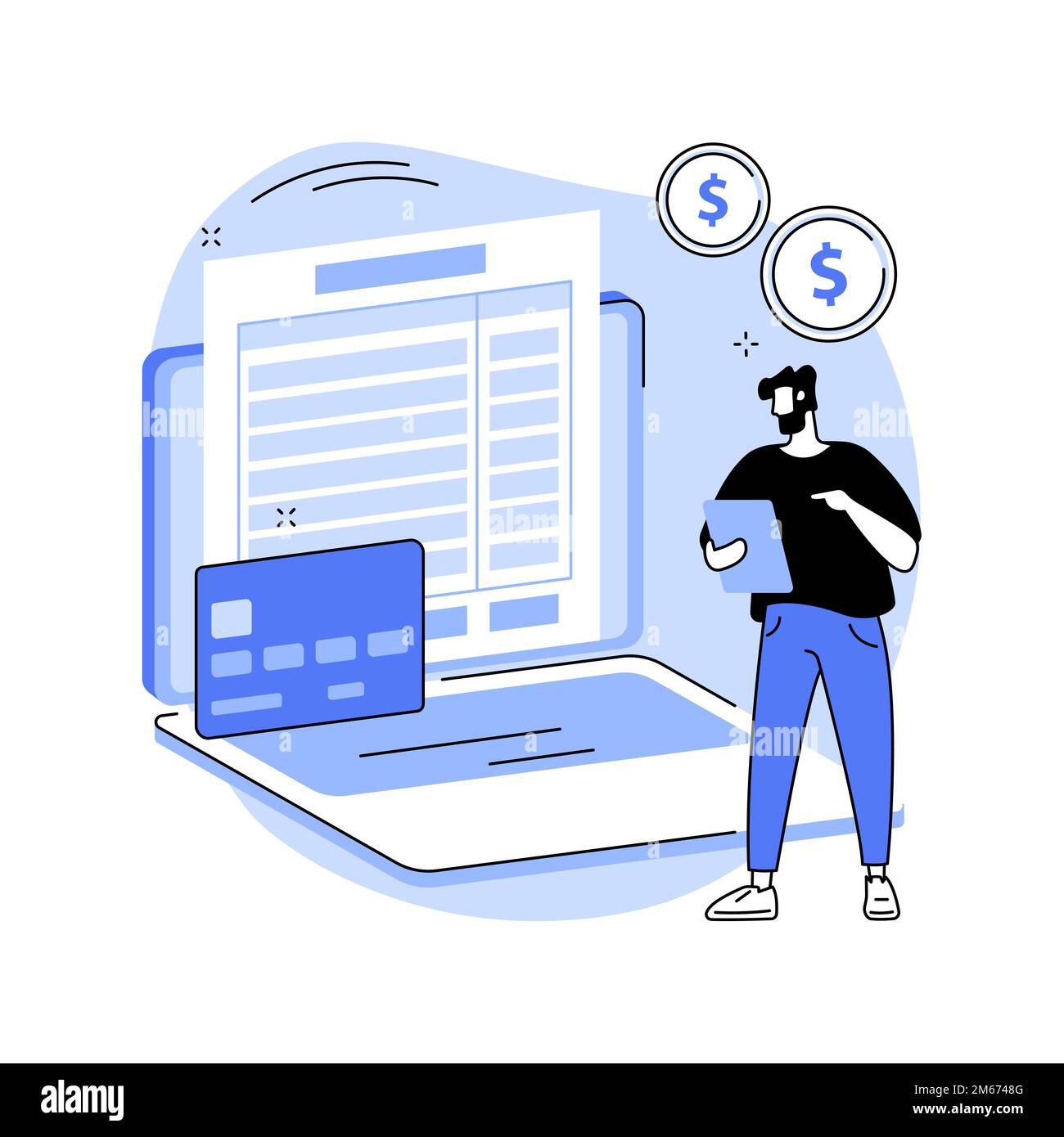 E-invoicing abstract concept vector illustration. Electronic invoice, e ...