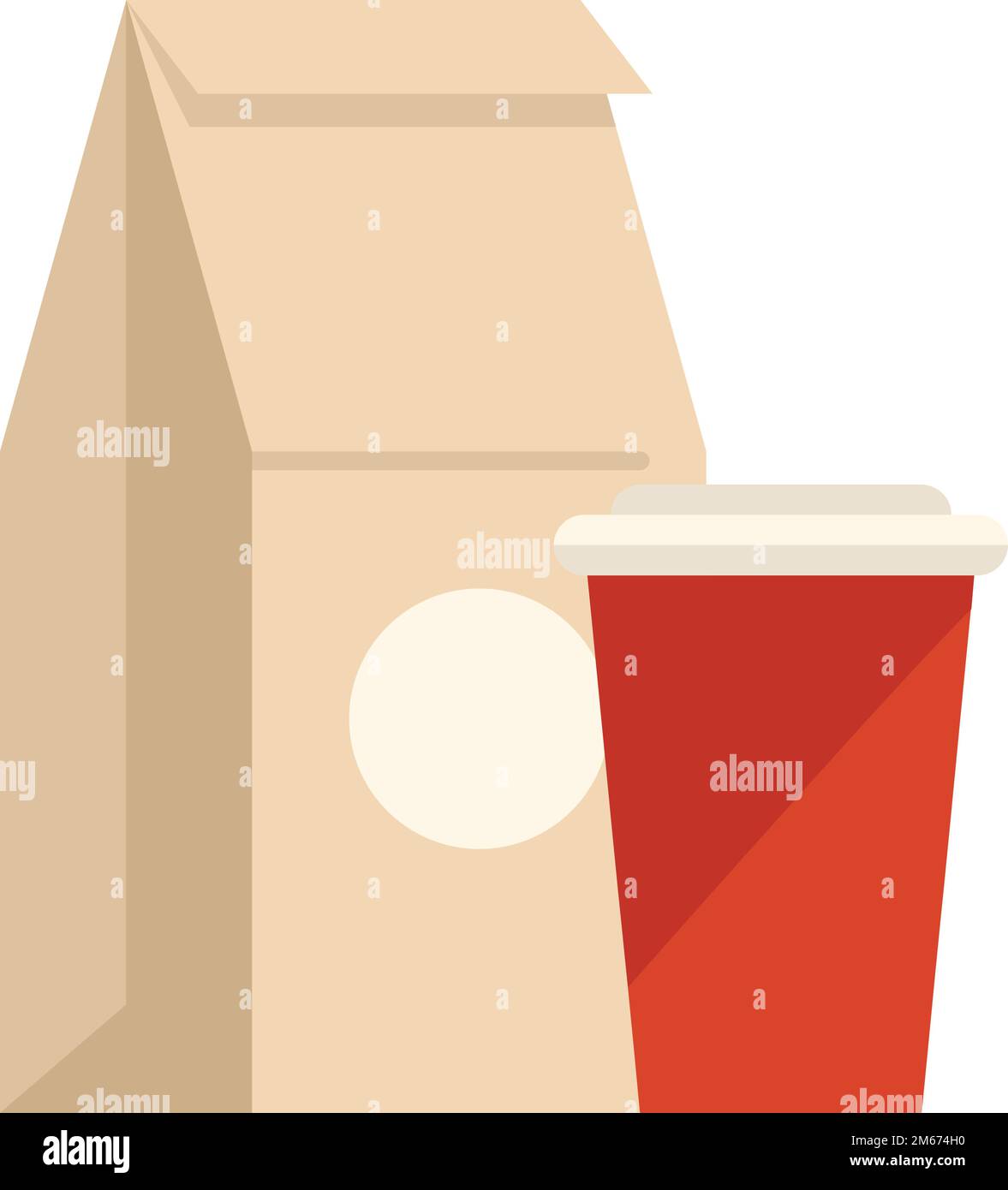 Paper bag lunch icon flat vector. Healthy meal. School lunch isolated ...