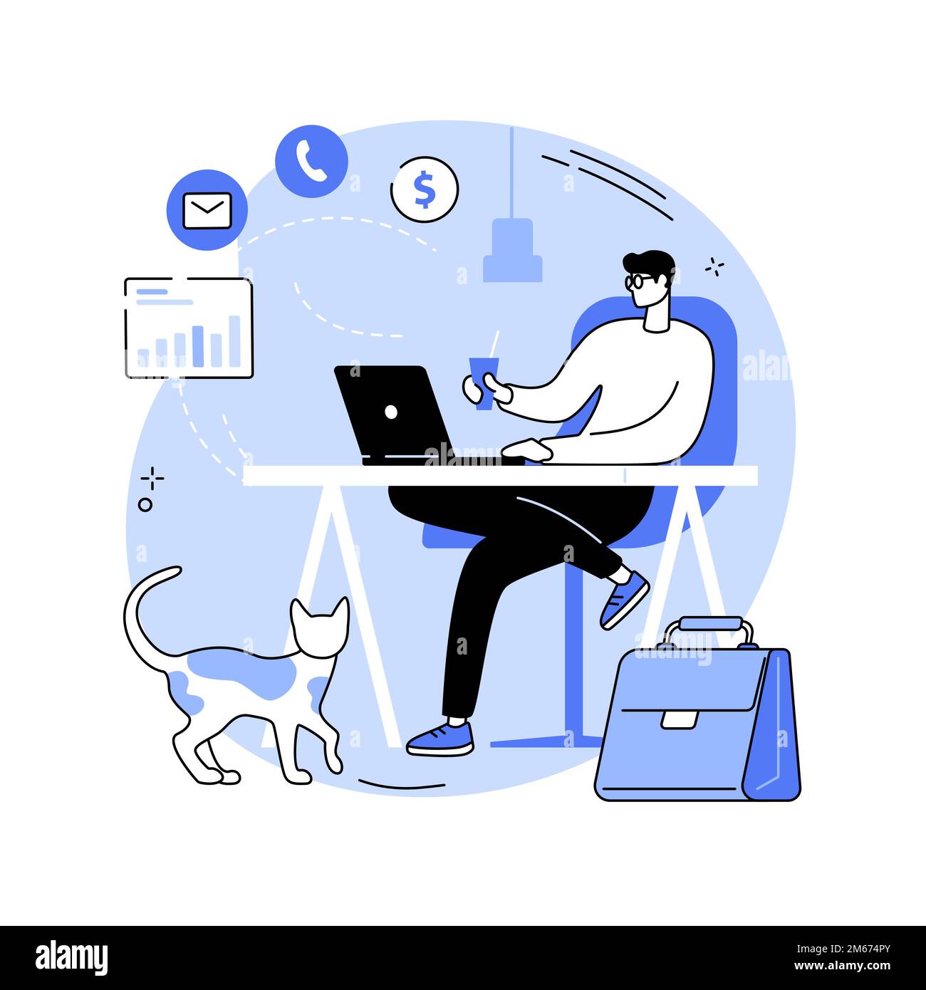 Work home office abstract concept vector illustration. Online virtual ...