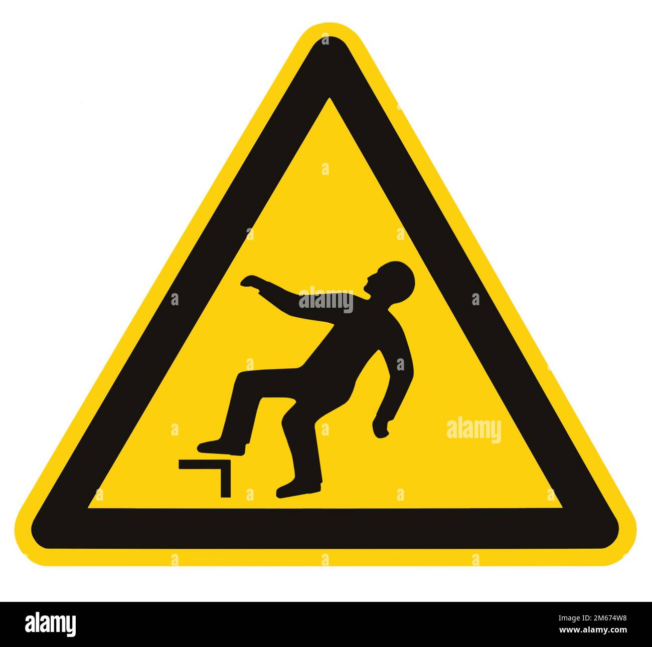 Sudden Drop Danger Warning Sign Icon Label, Black Triangle Over Yellow ...